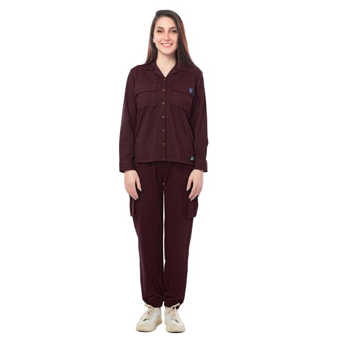 SCS 24060 - Plum Power Co-ord Set - JULIET APPARELS LTD.